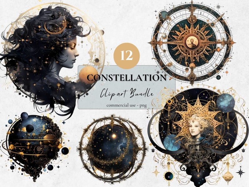 Constellation Clipart Bundle | 12 PNG Images | Stellar Design for ...