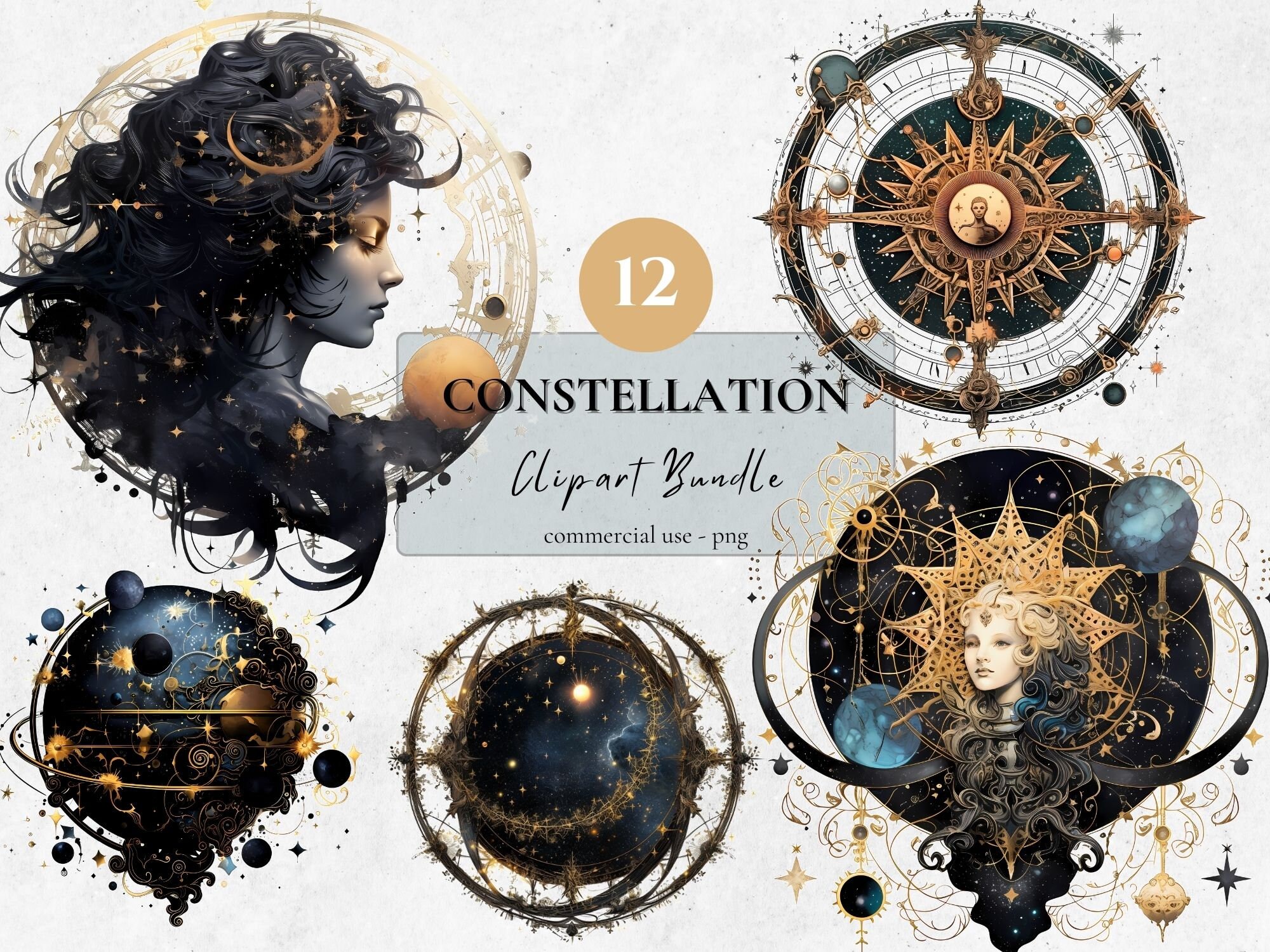 Constellation Clipart Bundle | 12 PNG Images | Stellar Design for ...