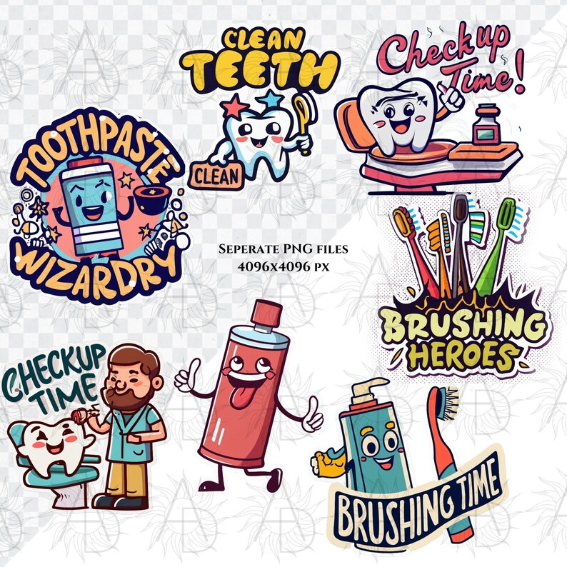 Healthy Teeth Clipart Bundle | 14 PNG | Sublimation Print Dental Care ...