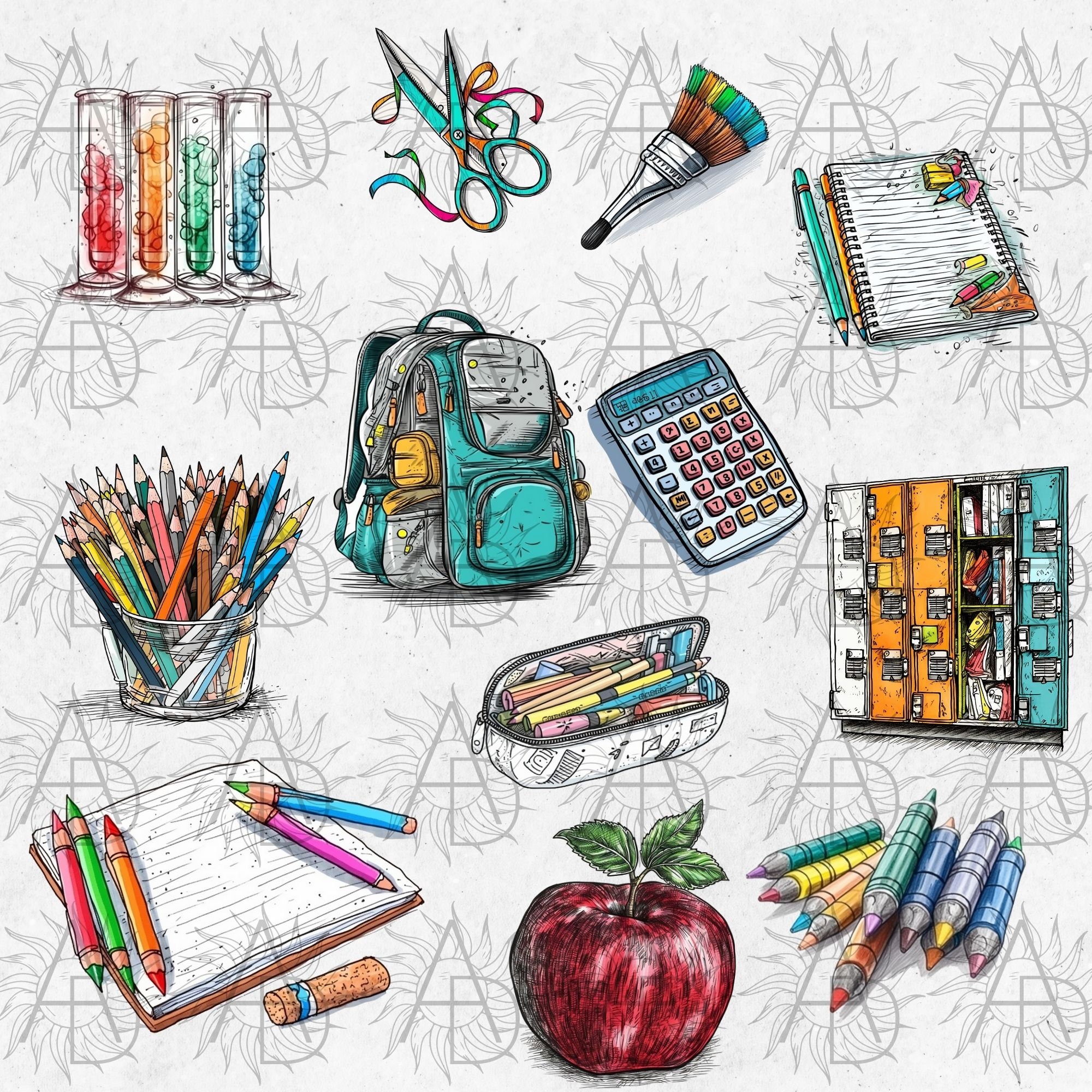 Back to School Clipart Bundle School Themed Images Transparent ...