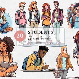 Students Clipart Bundle 20 PNG Back to School Textbook Image Digital ...