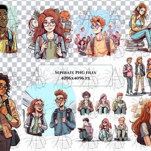 Students Clipart Bundle 20 PNG Back to School Textbook Image Digital ...
