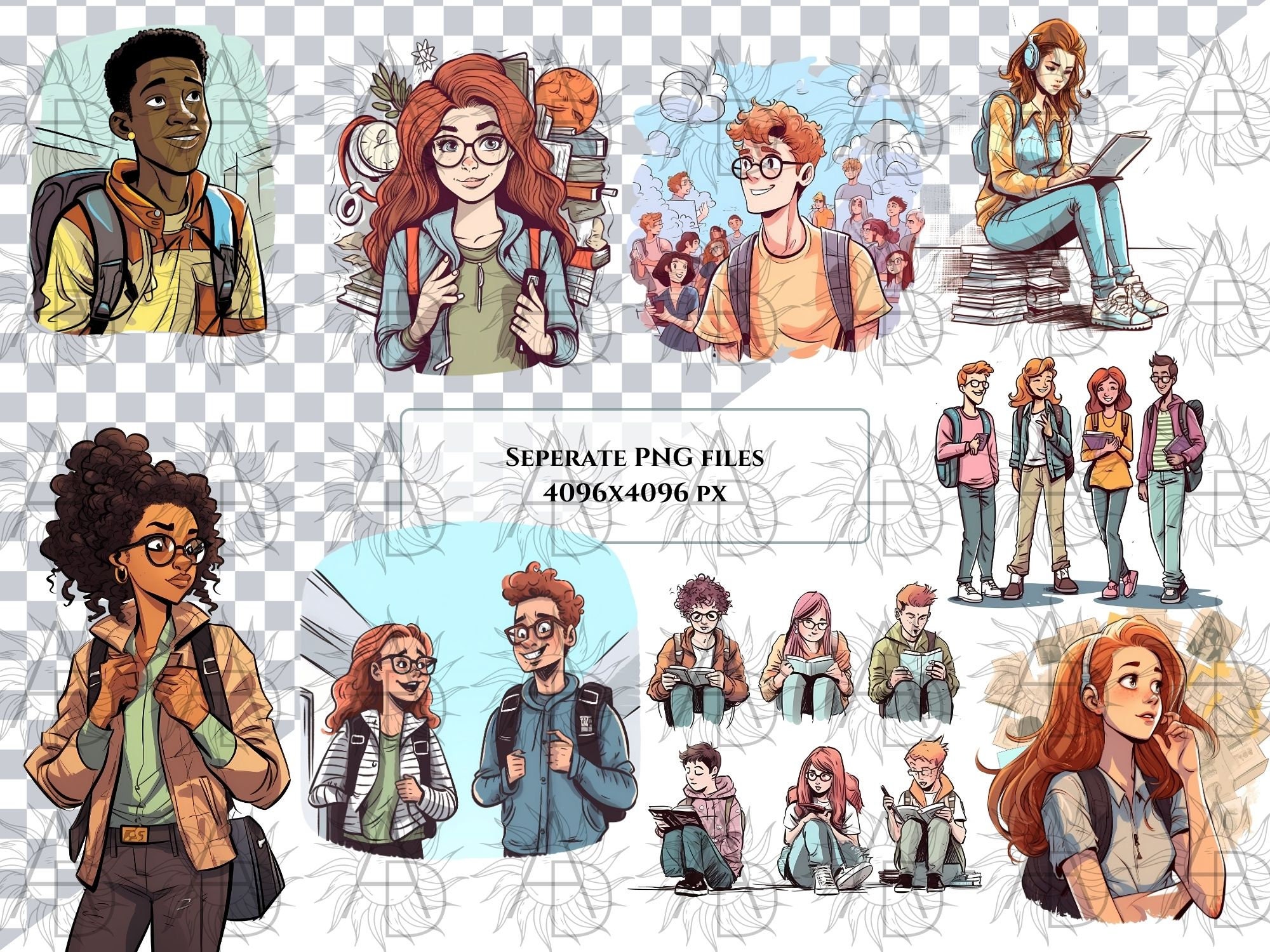 Students Clipart Bundle 20 PNG Back to School Textbook Image Digital ...