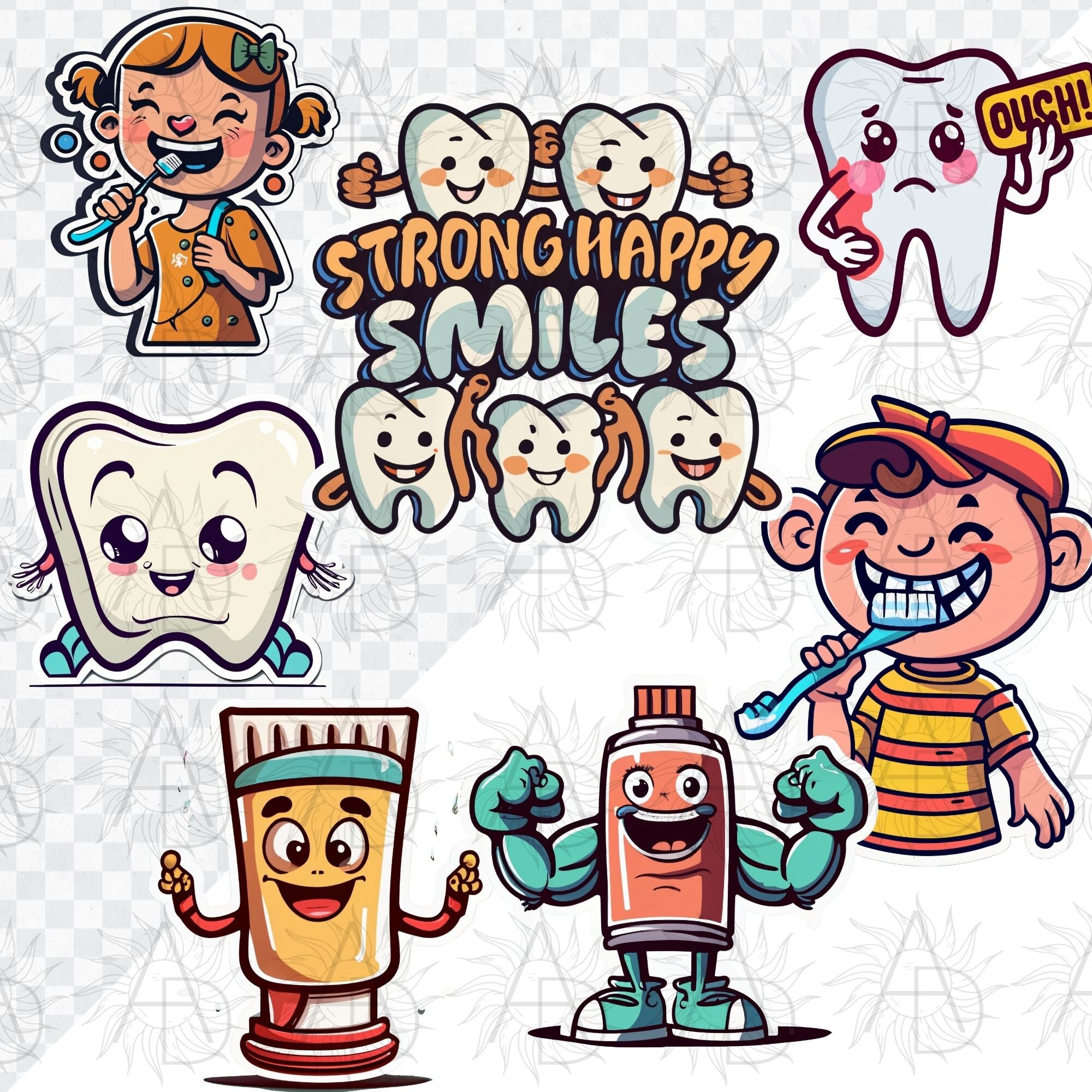 Healthy Teeth Clipart Bundle | 14 PNG | Sublimation Print Dental Care ...