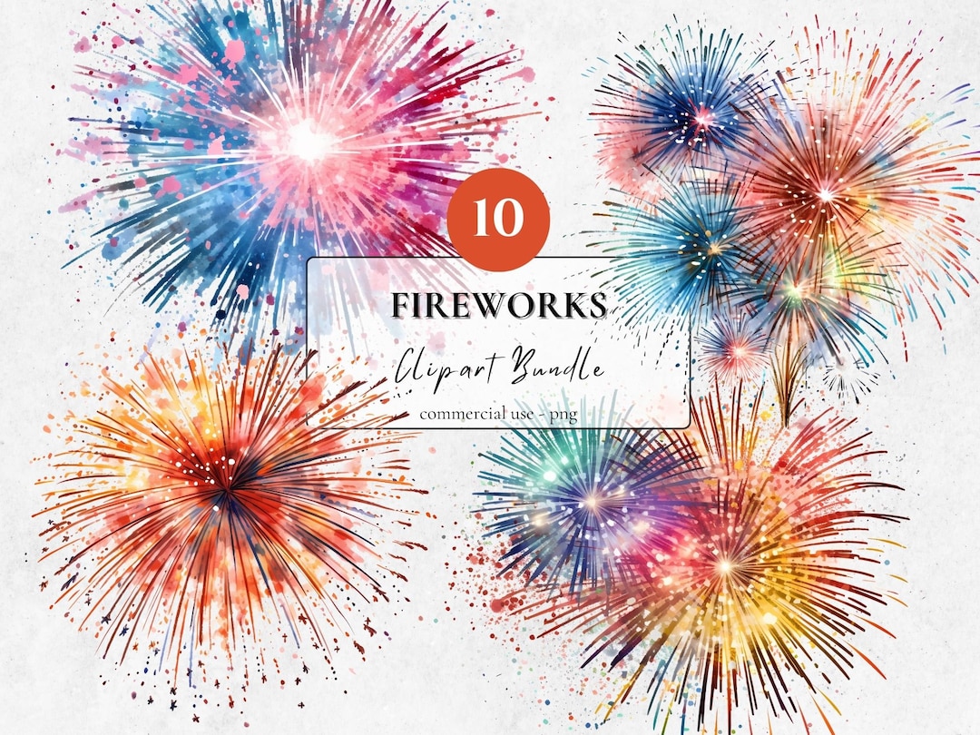 Fireworks Clipart Bundle | 10 PNG Images | Sublimation Print Digital ...