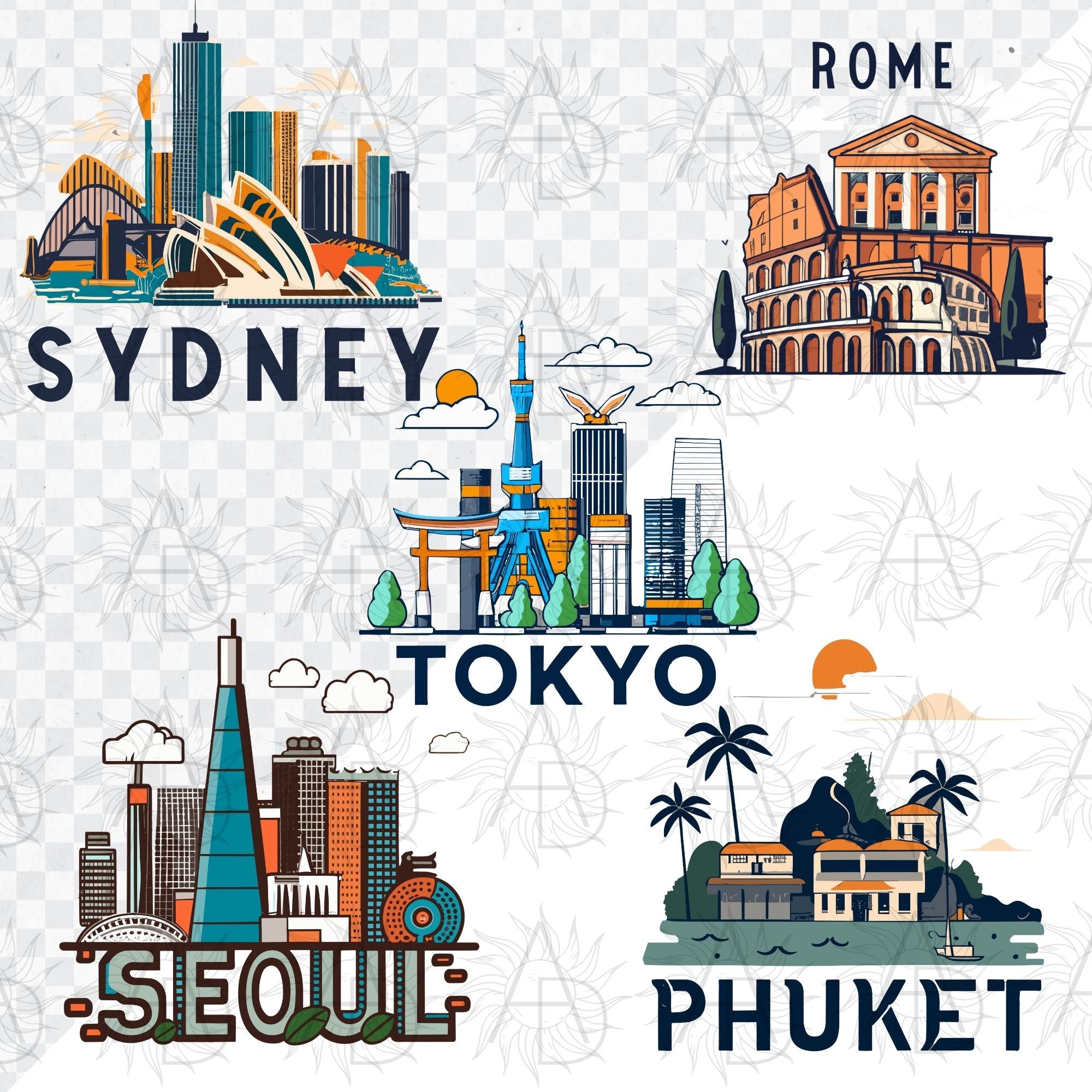 Cities Clipart Bundle 20 PNG City Landscapes PNG Travel - Etsy