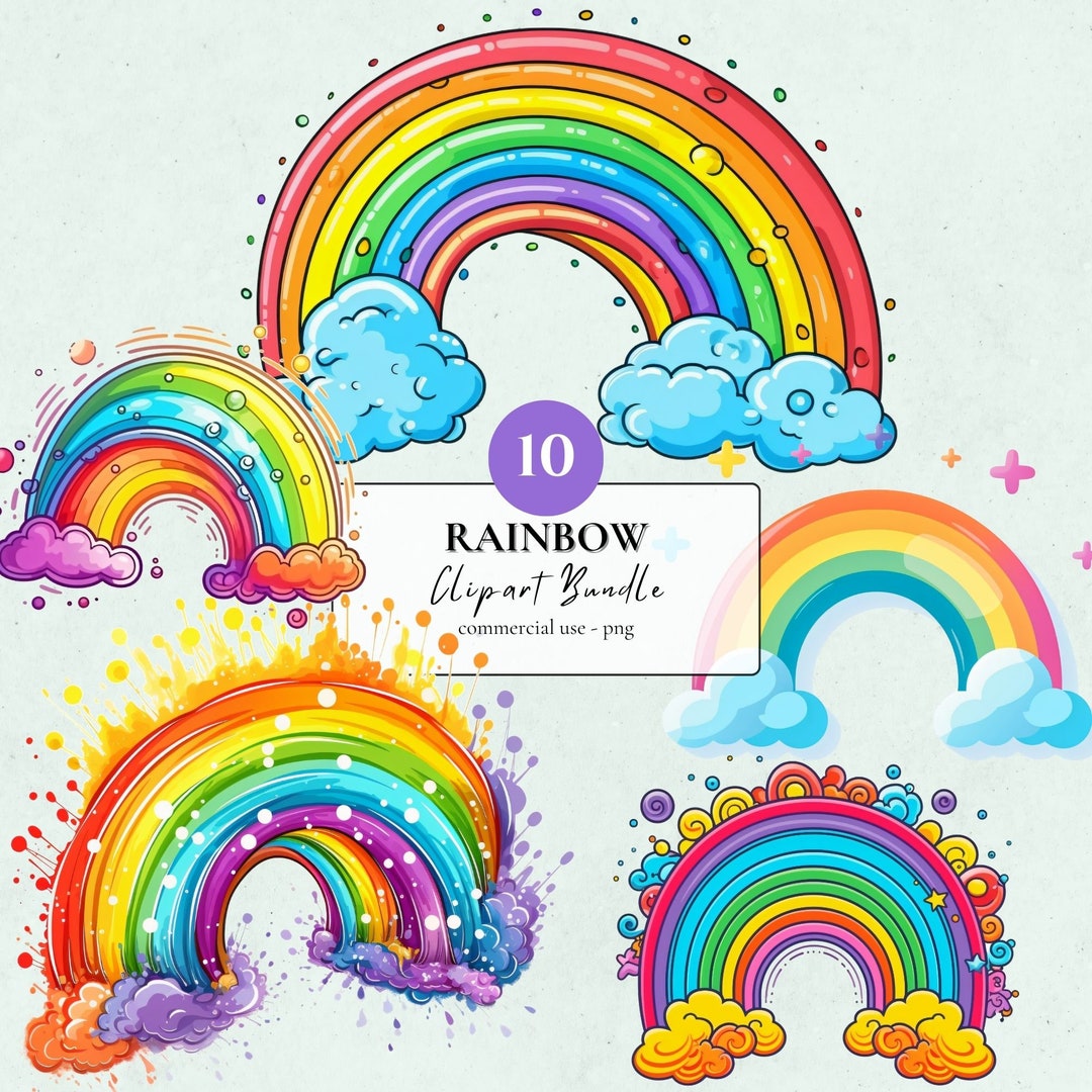 Rainbow Clipart Bundle | 10 PNG | Rainbow Digital Download Sublimation ...