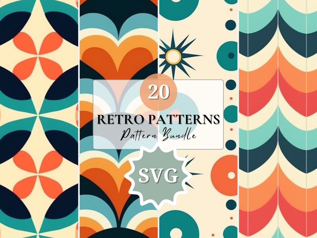 Retro Pattern Bundle: 22 Seamless SVG Designs (commercial Use) (digital ...