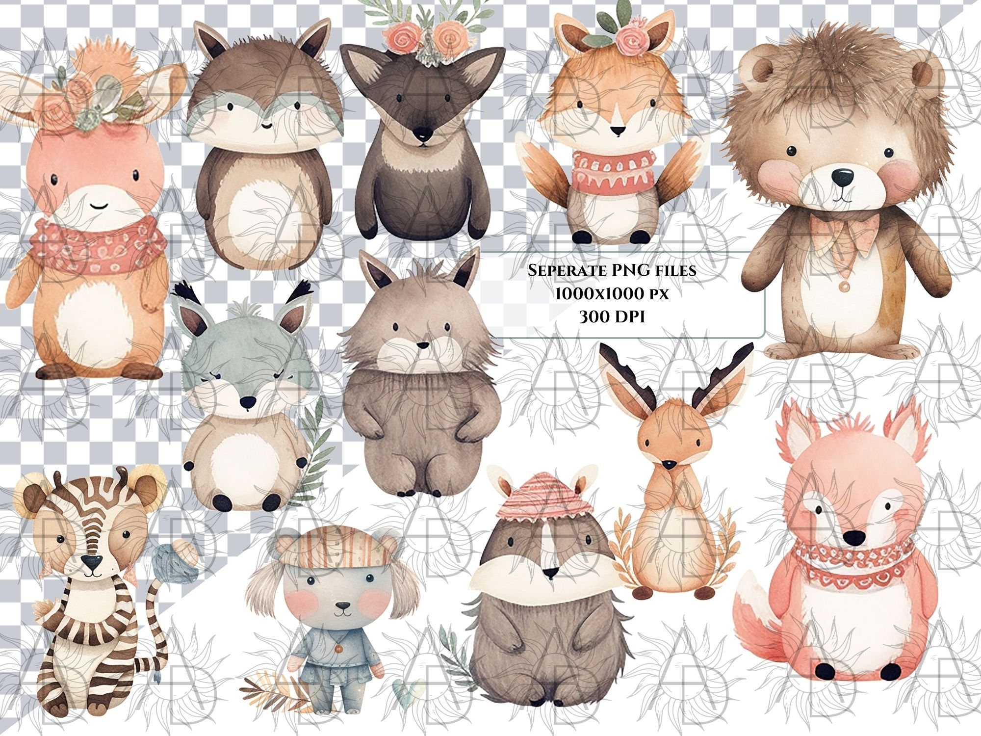 Cute Cartoon Animal Clipart Bundle | Nursery Decor (digital Download ...