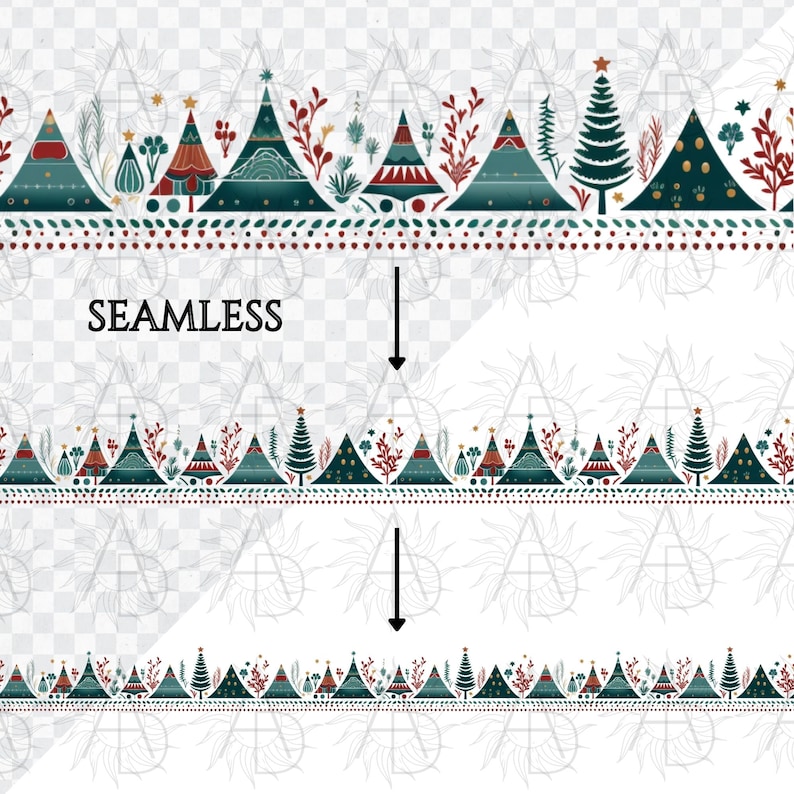 Christmas Borders Clipart Bundle: Festive PNG Seamless Patterns ...