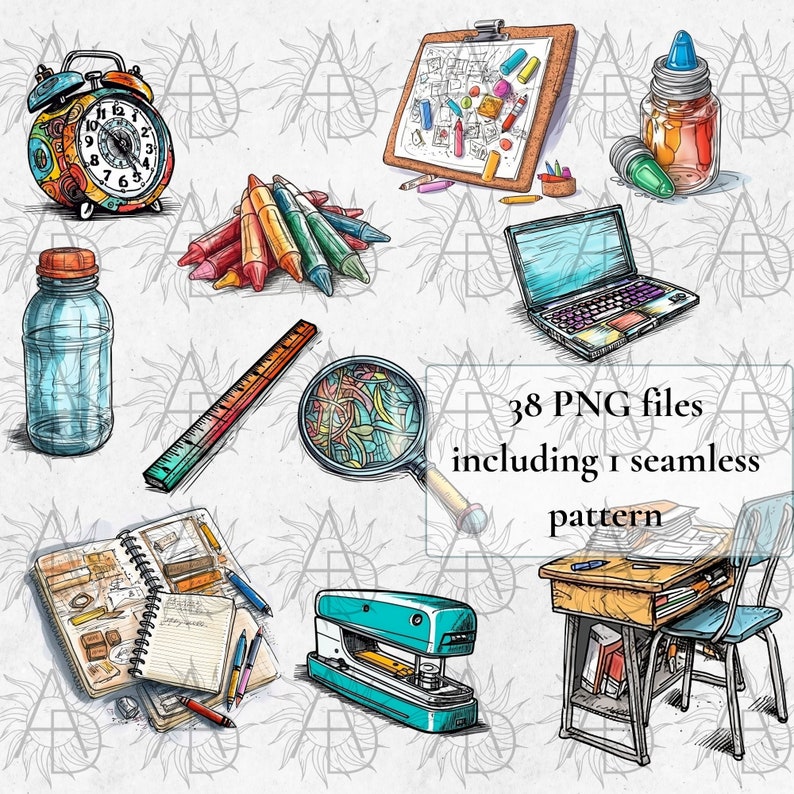 Back to School Clipart Bundle School Themed Images Transparent ...