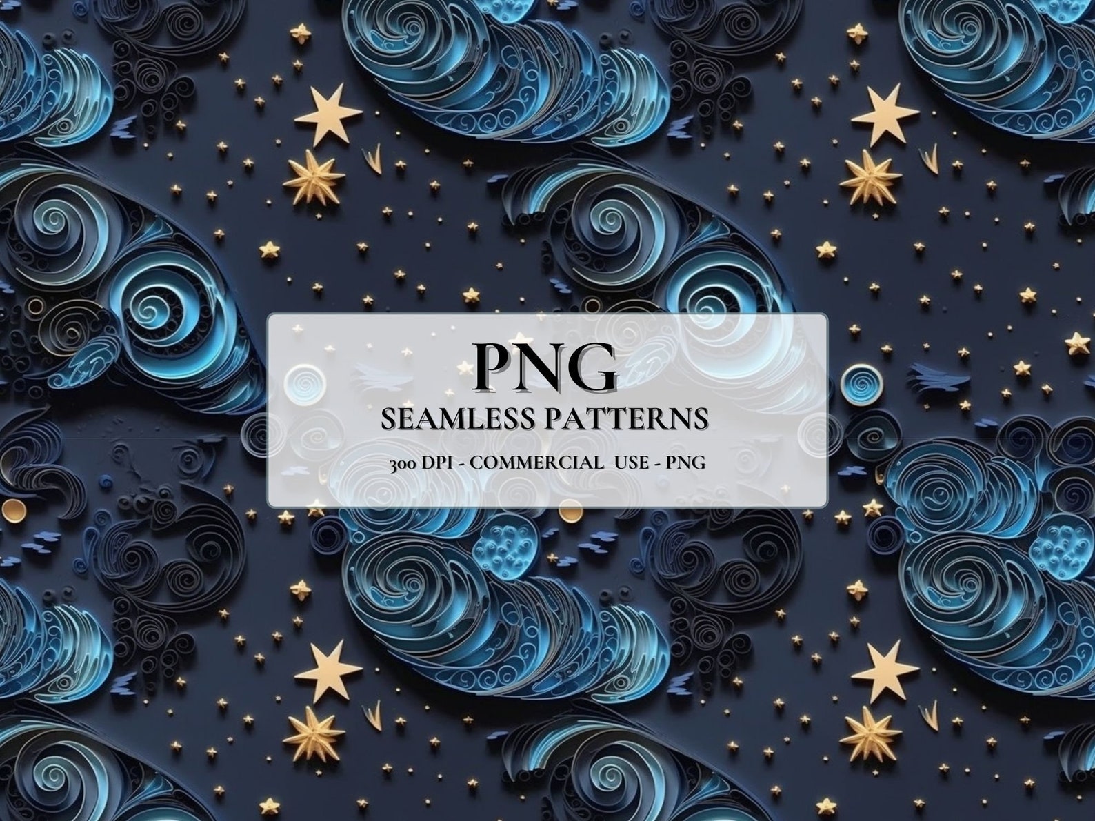Paper Quilling Night Sky Pattern: Seamless Starry Digital Art (digital ...
