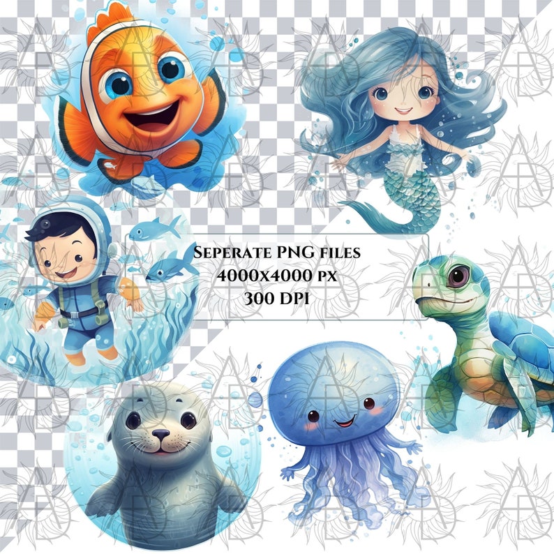 Underwater Clipart Bundle 22 PNG Digital Download, Commercial Use ...