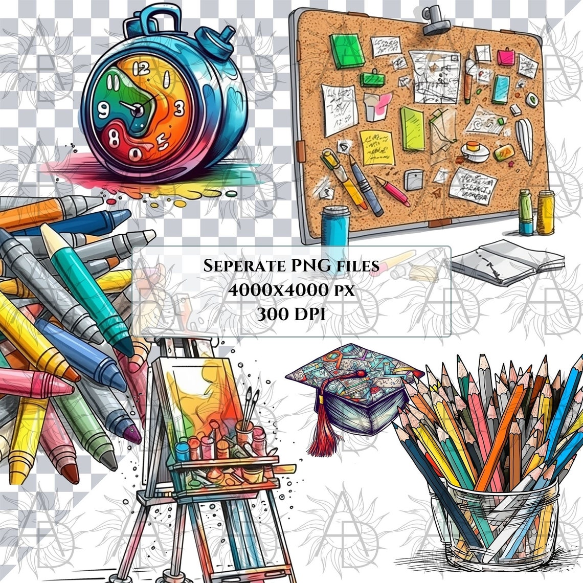 Back to School Clipart Bundle School Themed Images Transparent ...