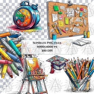 Back to School Clipart Bundle School Themed Images Transparent ...