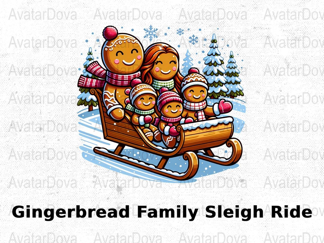 Gingerbread Family Sleigh Ride PNG: Christmas Photo (4096x4096 Pixels ...