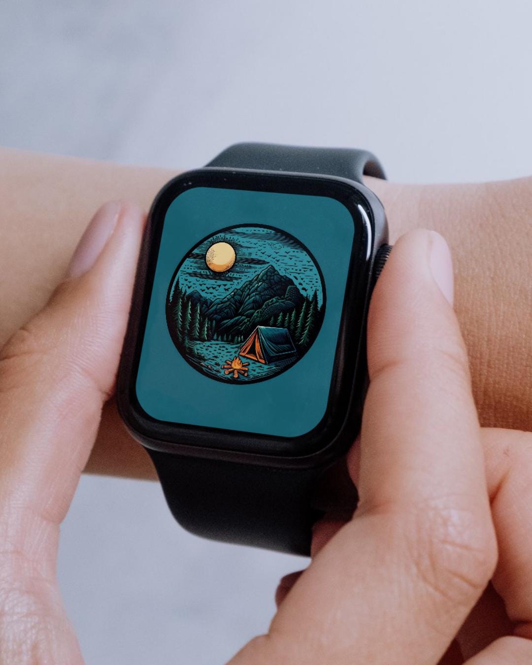 Camping at Night Smartwatch Face, Mountain Adventure Watch Face ...