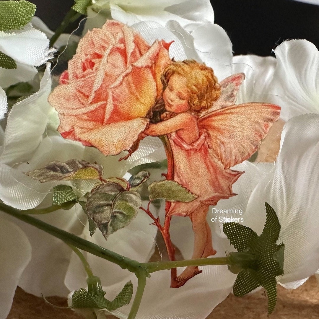 45pcs Pink Flower Fairy Stickers in Box, Vintage Fairy Stickers ...