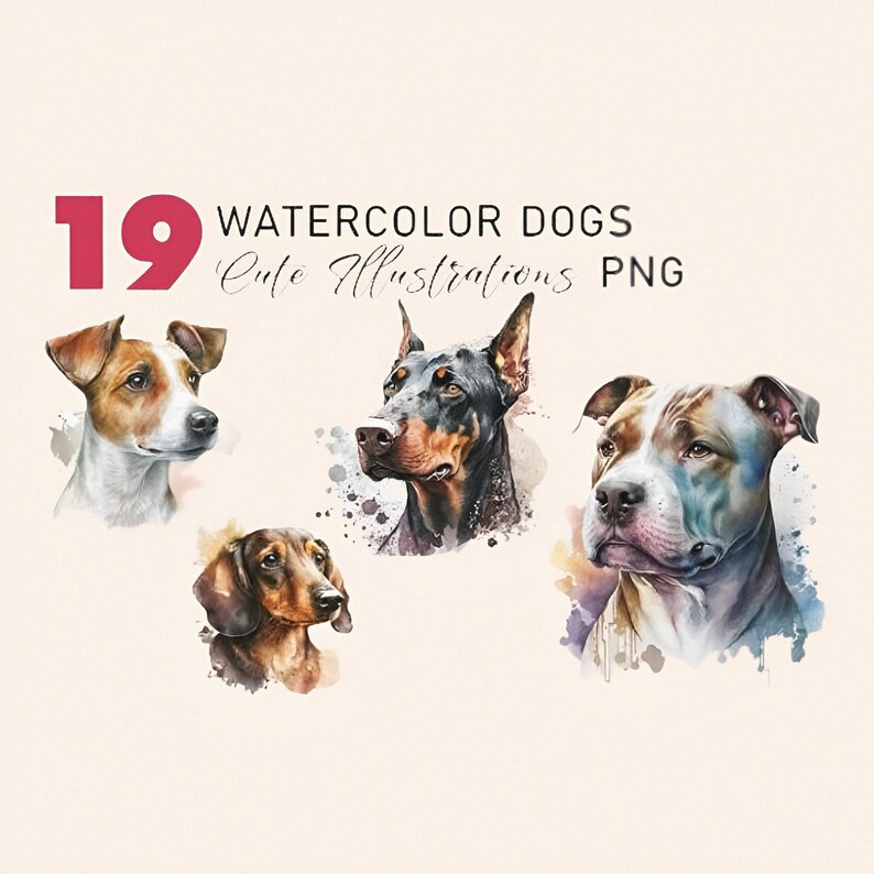 Dog Clipart Bundle Watercolor Dog Clipart Sublimation - Etsy