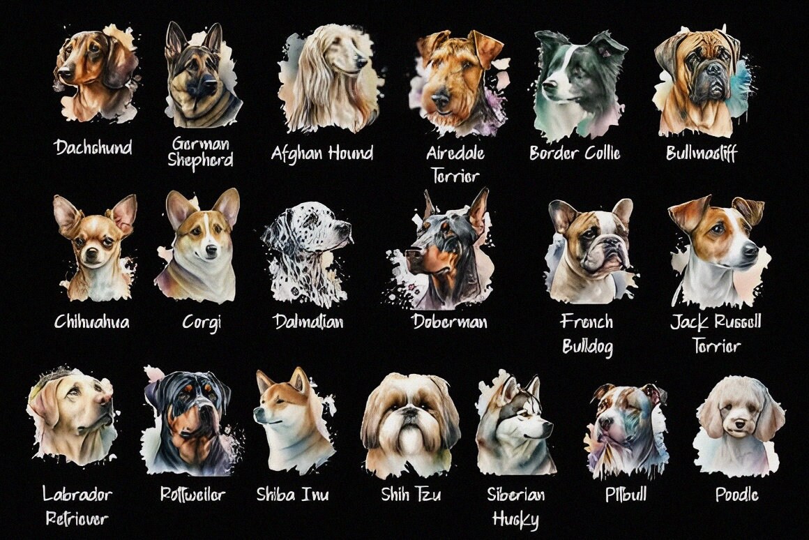 Dog Clipart Bundle Watercolor Dog Clipart Sublimation - Etsy