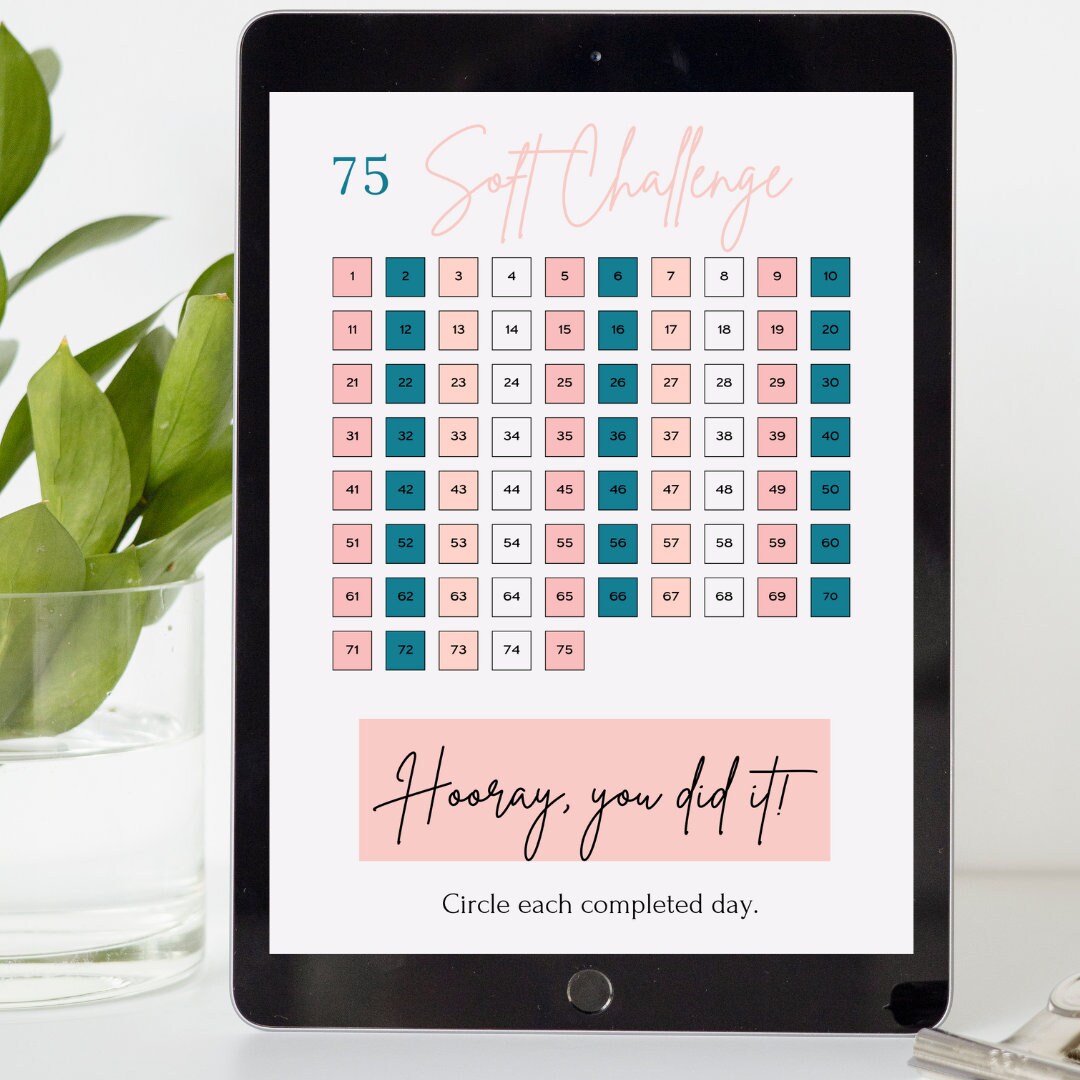 75 Soft Challenege Checklist, 75 Soft Printable, Soft 75 Challenge ...