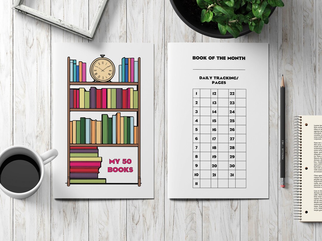 Set of Reading Trackers Printable, Bookshelf Reading Planners A4, Daily ...