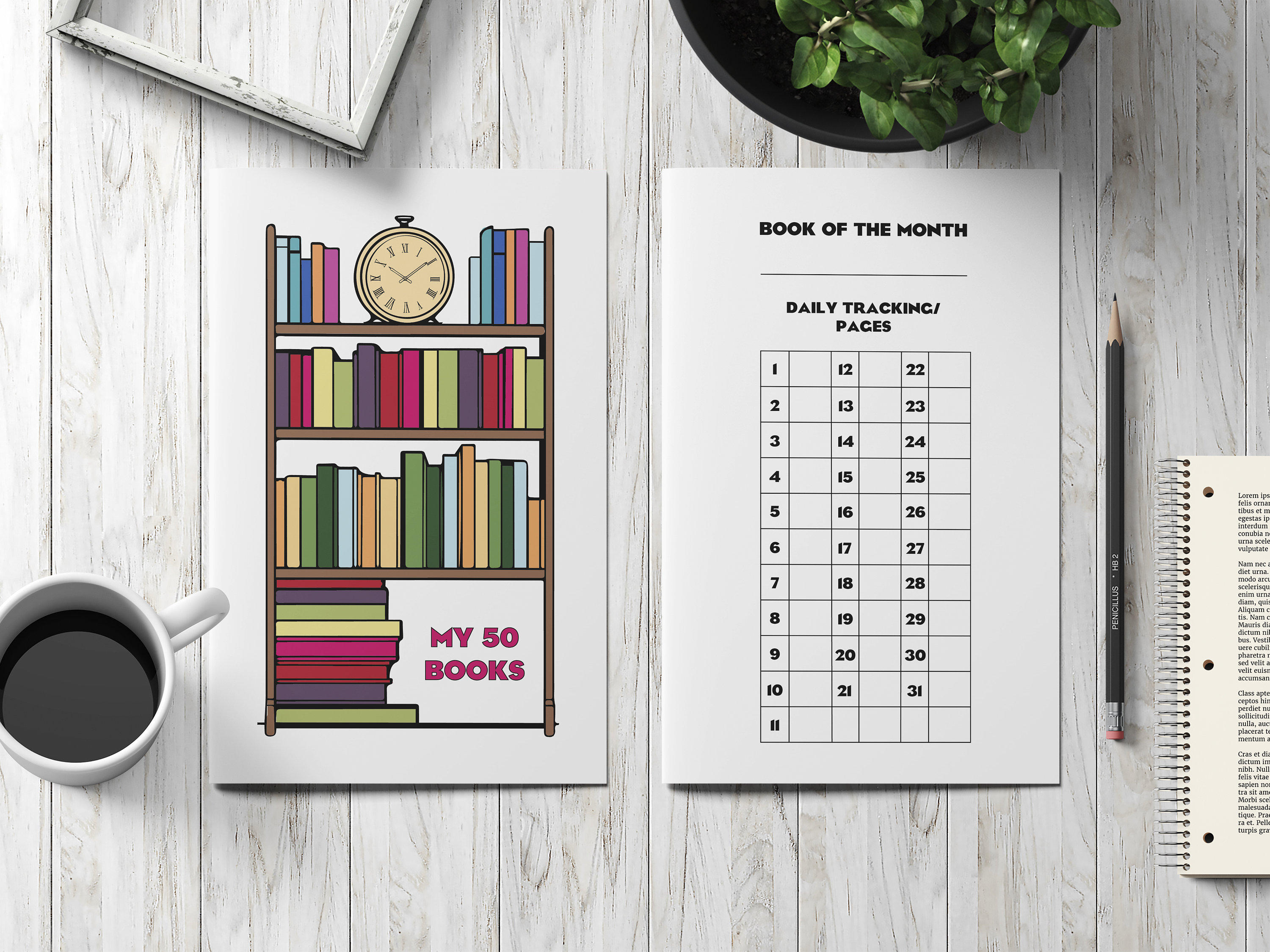 Set of Reading Trackers Printable, Bookshelf Reading Planners A4, Daily ...