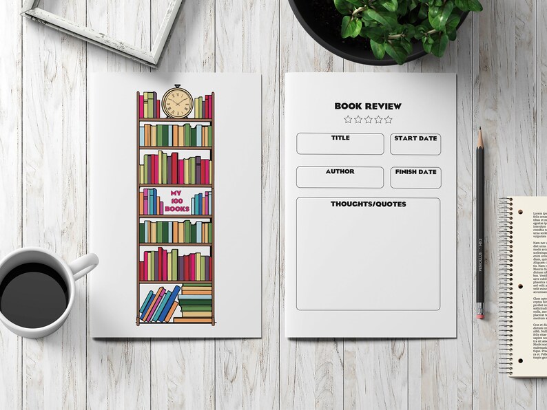 Set of Reading Trackers Printable, Bookshelf Reading Planners A4, Daily ...