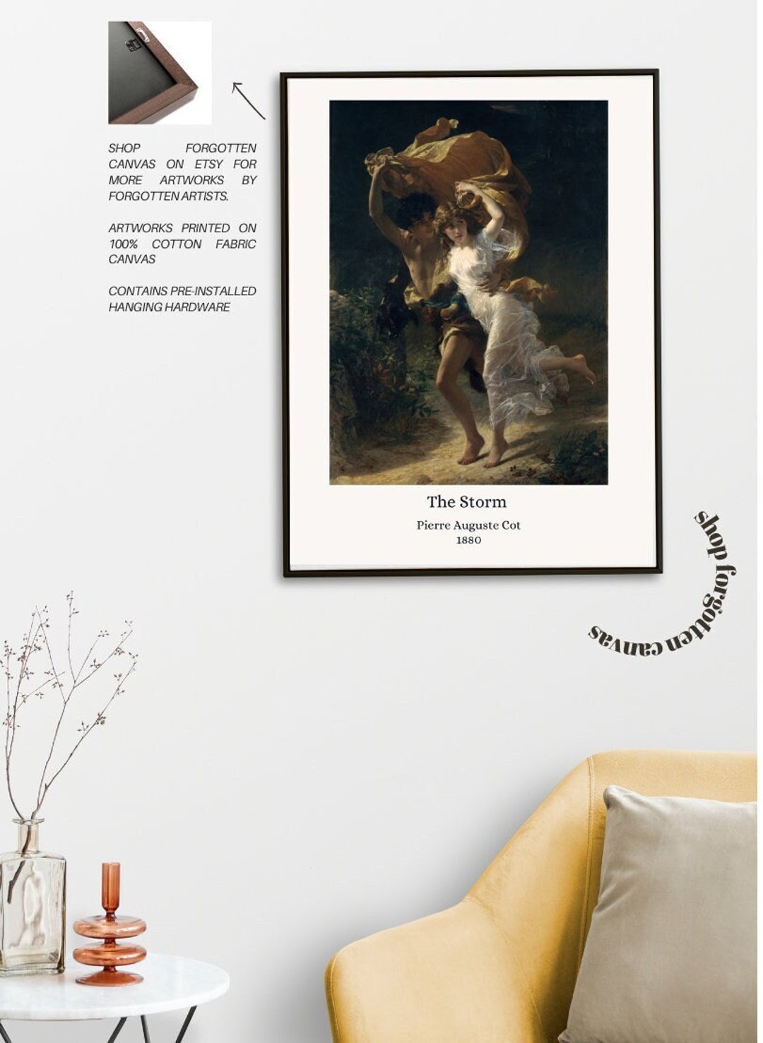 Pierre Auguste Cot, the Storm 1880, Framed Art Canvas - Etsy