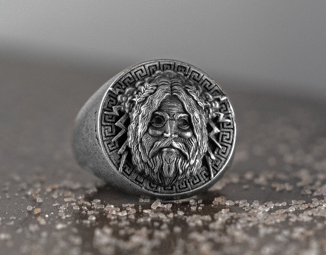 Zeus Signet Ring for Men, Greek Mythology Pinky Men Ring, Ancient Greek ...