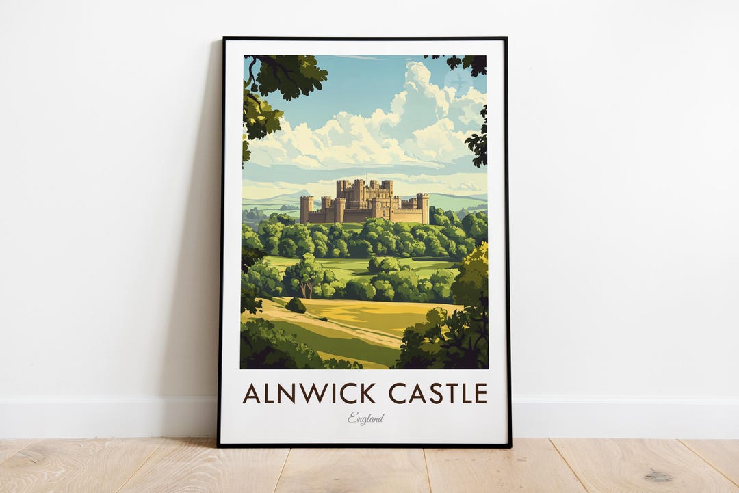 Alnwick Castle, England, Vintage Style Travel Print, Wall Art, Home ...