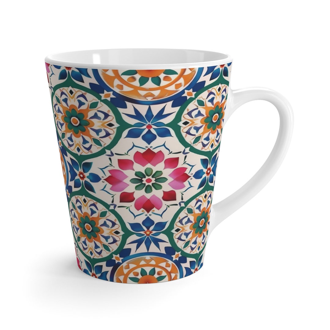 Moroccan Digital Art Pattern Latte Mug - Etsy