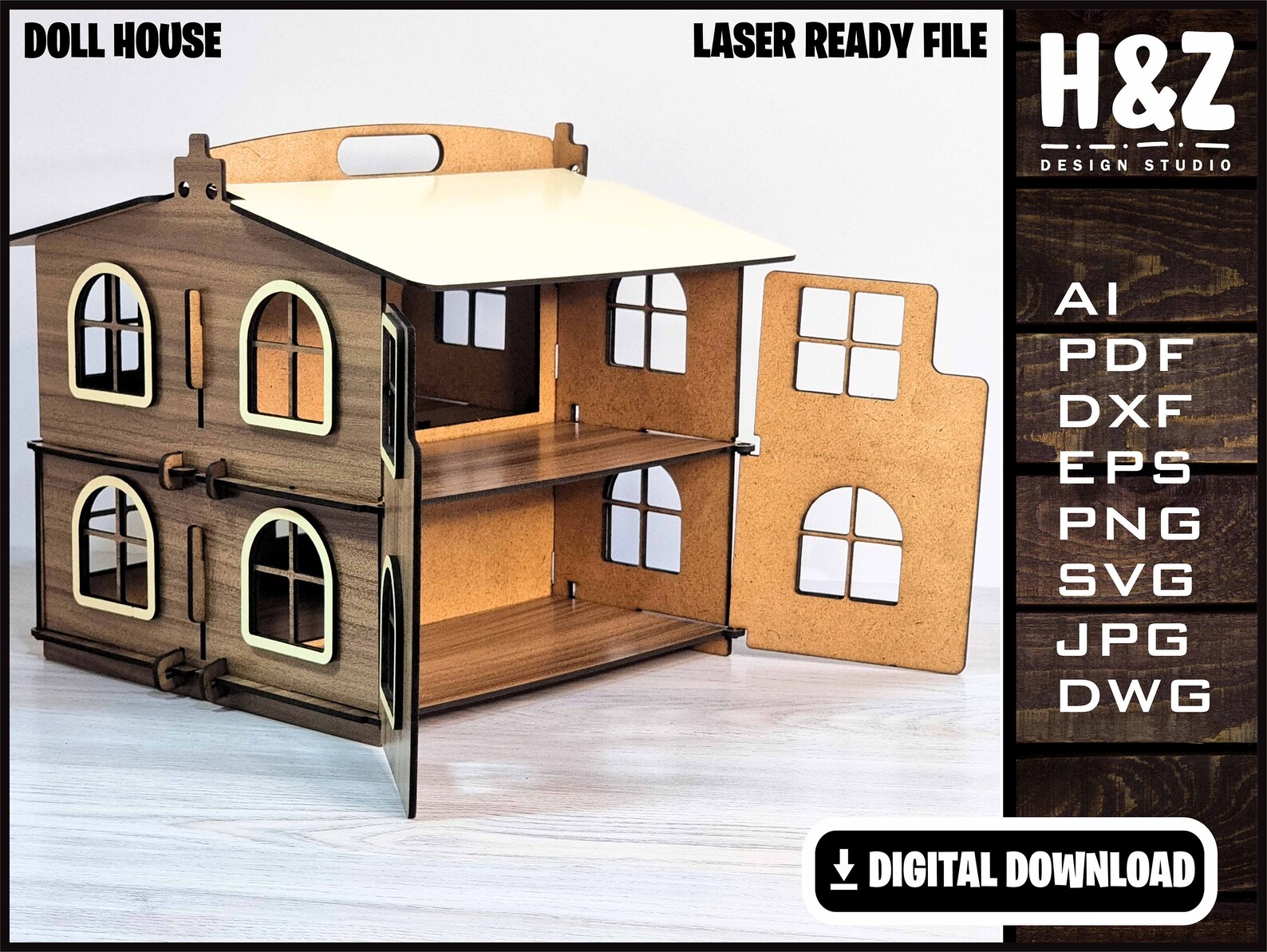 Doll House, Girl House, Playhouse Gift SVG Ai DXF DWG, Fully ...