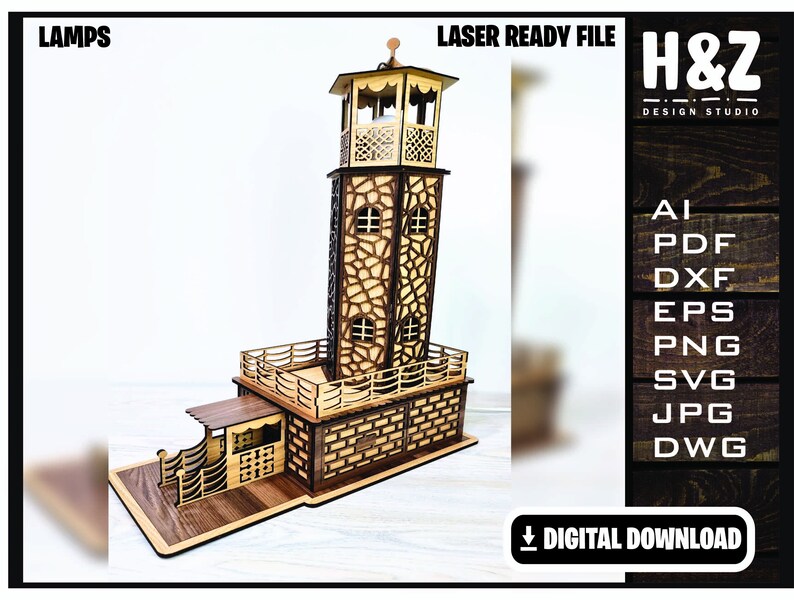 Lighthouse Digital File, Lighthouse, Lighthouse Lamp, Lamp, SVG Ai DXF ...