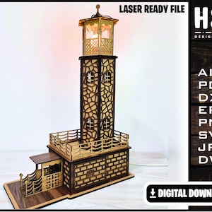 Lighthouse Digital File, Lighthouse, Lighthouse Lamp, Lamp, SVG Ai DXF ...