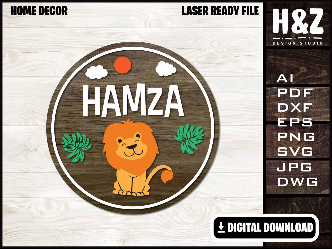 Cute Lion Frame Digital File, Children Gift, Kids Frame, Wood Sign, SVG ...