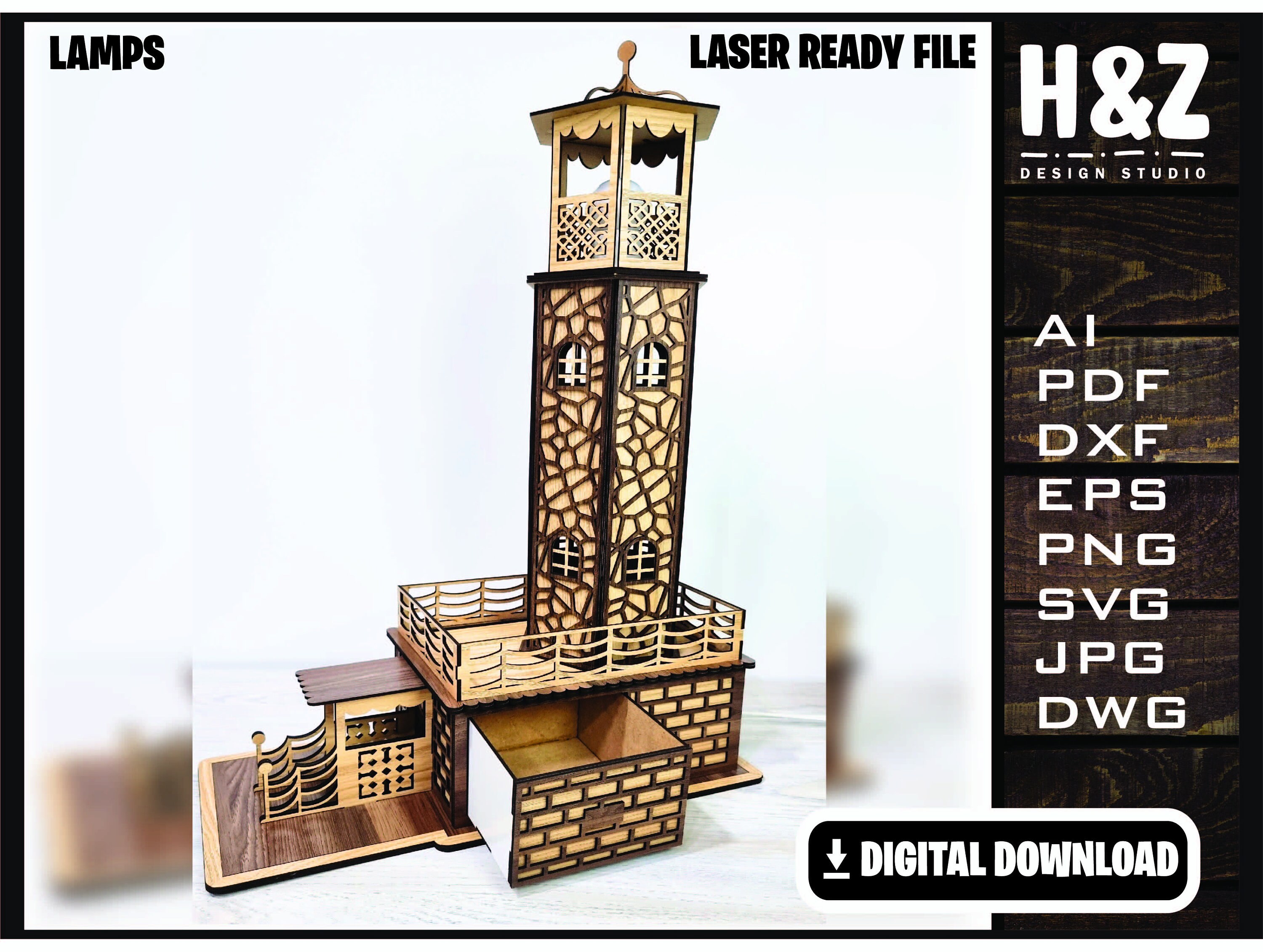 Lighthouse Digital File, Lighthouse, Lighthouse Lamp, Lamp, SVG Ai DXF ...