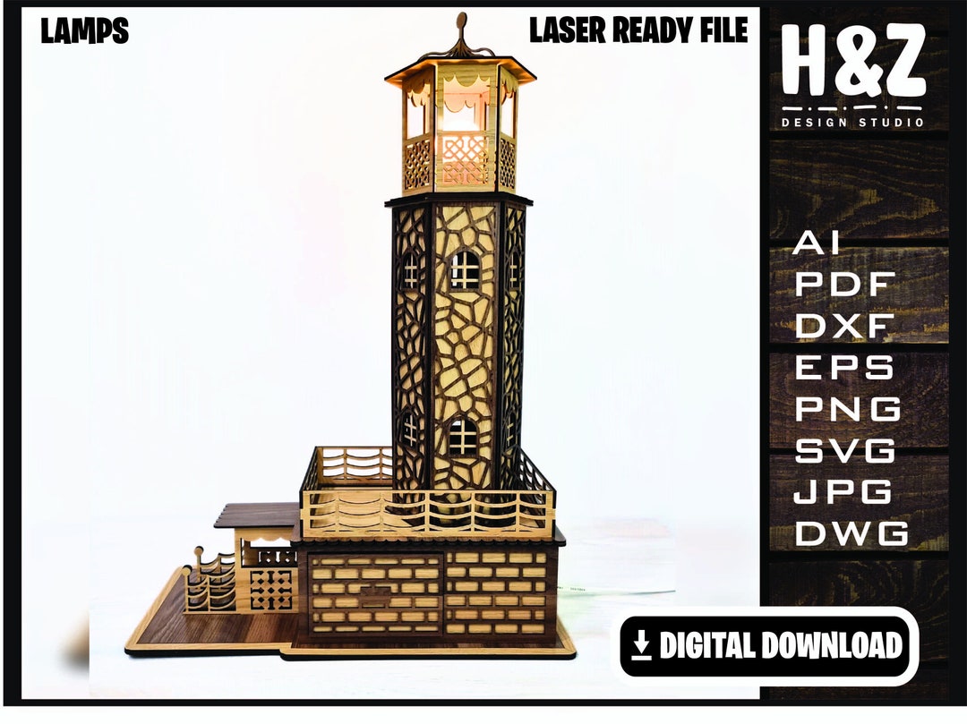 Lighthouse Digital File, Lighthouse, Lighthouse Lamp, Lamp, SVG Ai DXF ...