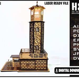 Lighthouse Digital File, Lighthouse, Lighthouse Lamp, Lamp, SVG Ai DXF ...