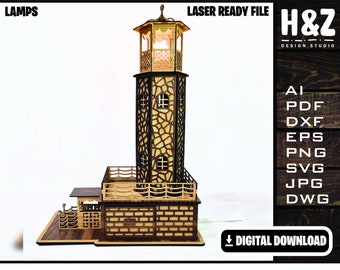 Laser Cut 3D Wooden Lighthouse Tower Building Model Cdr Dxf Svg Ai File ...