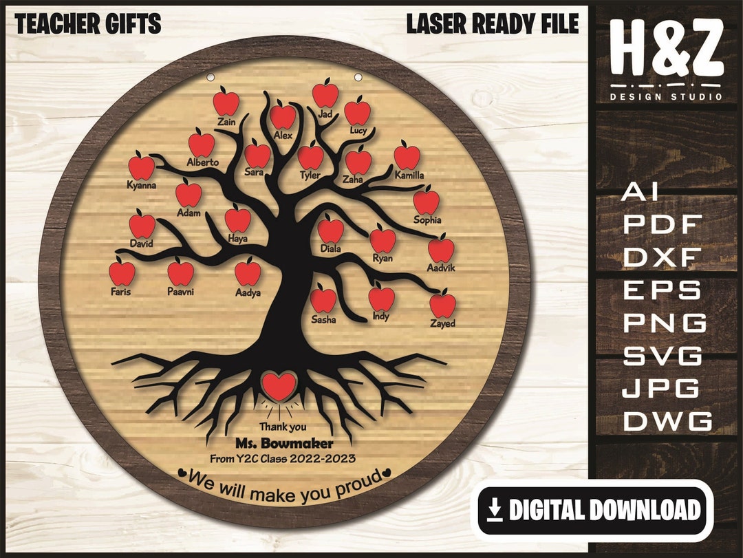 Apple Tree Digital File, Teachers Gift, Teachers Appreciation, SVG Ai ...