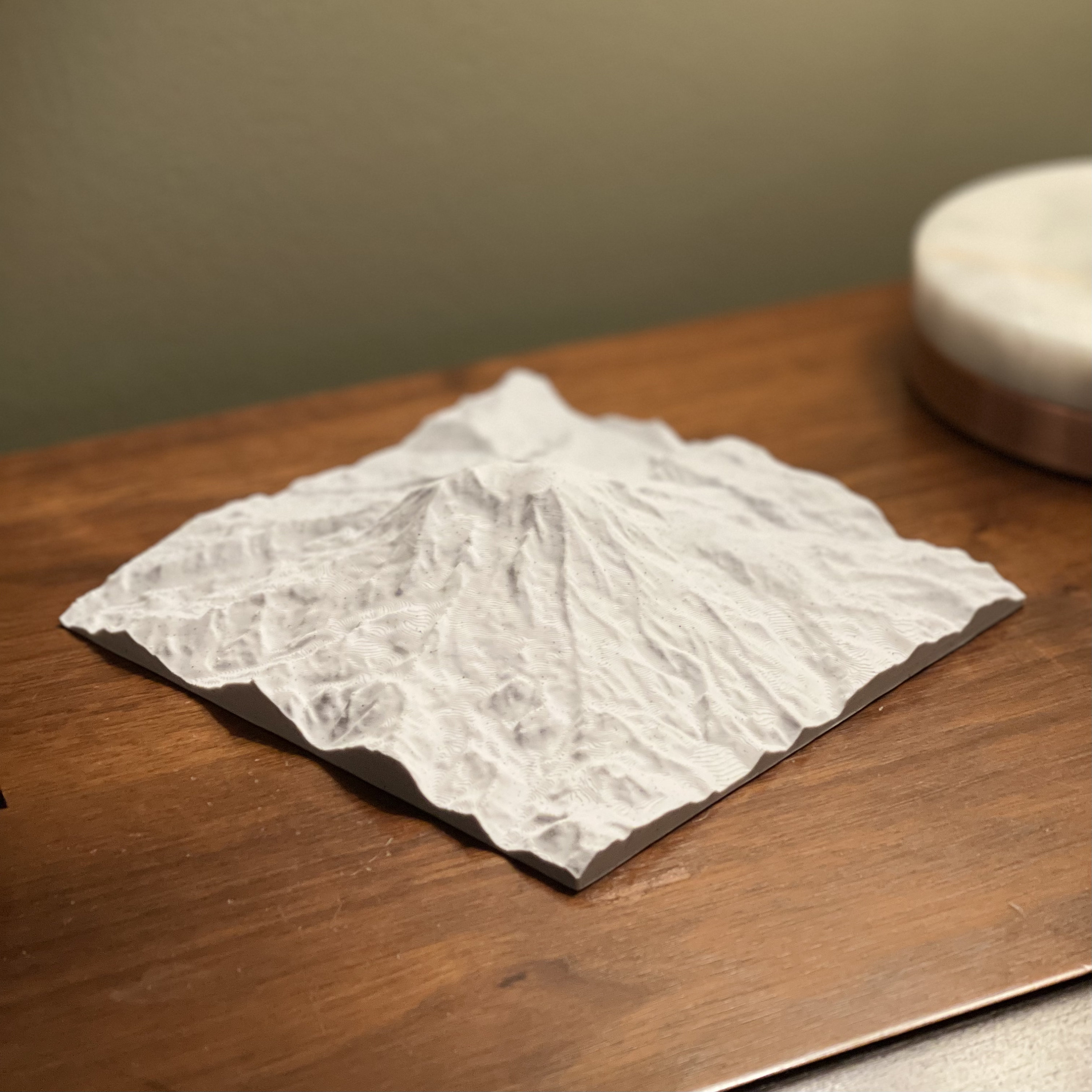Mount Rainier 3D Topographic Model - Desk Decor, Bookshelf Accent - 3D ...