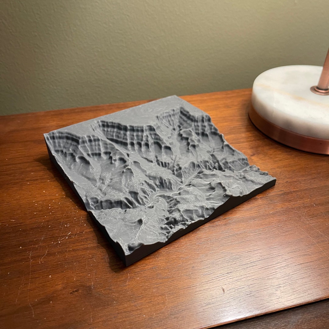 Custom Topographic Model 3D Printed Light Gray Stone or Slate Perfect ...