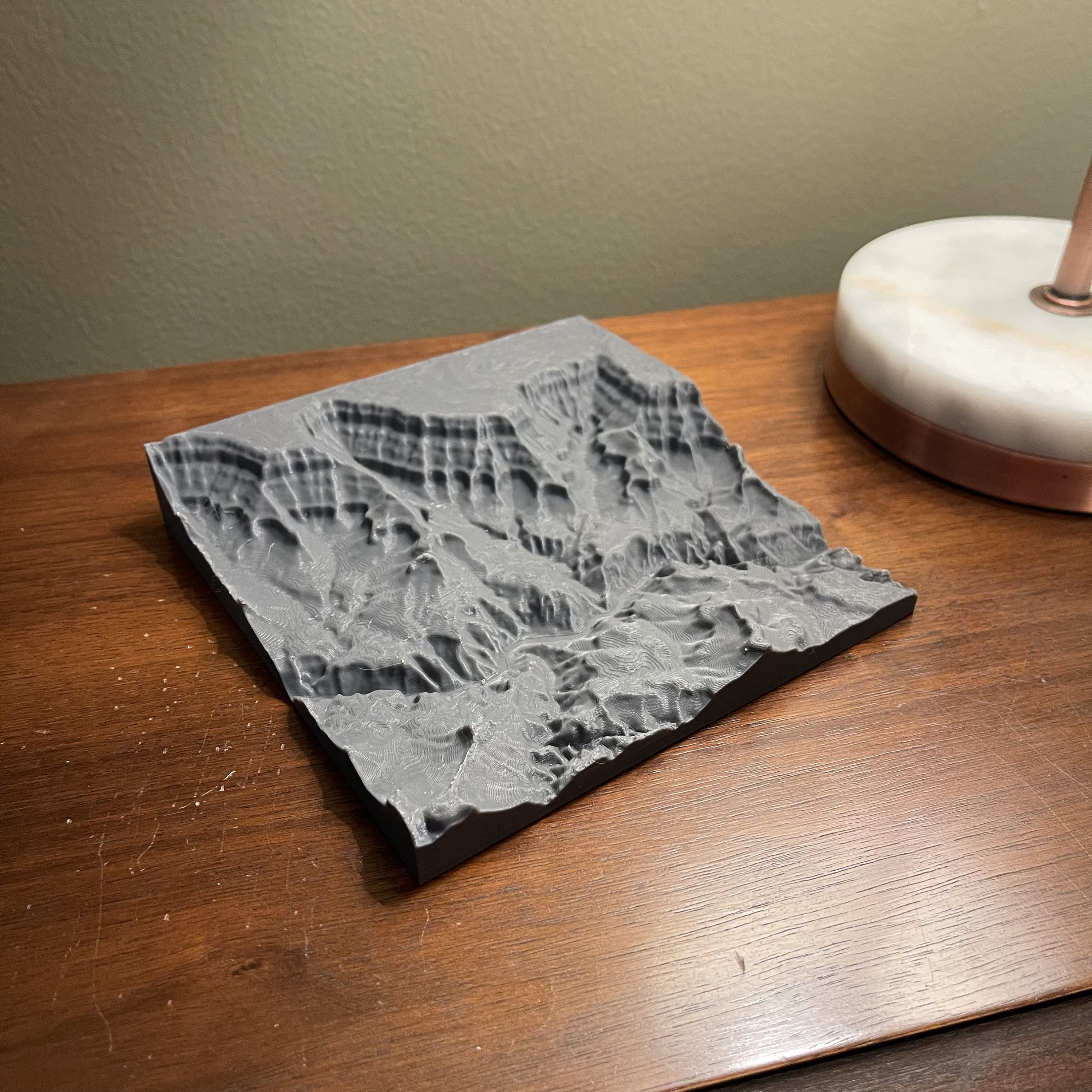 Custom Topographic Model - 3D Printed Light Gray Stone or Slate ...