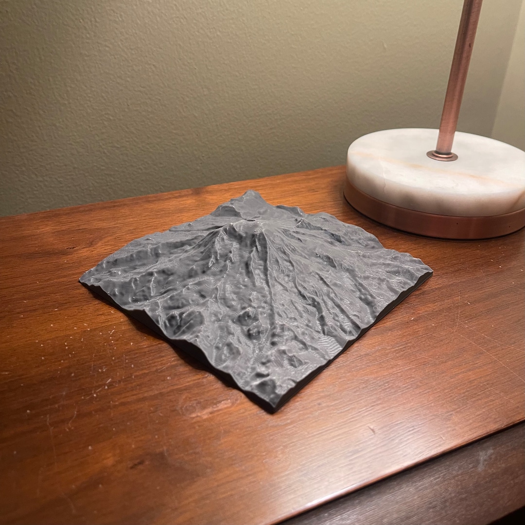 Mount Rainier 3D Topographic Model - Desk Decor, Bookshelf Accent - 3D ...