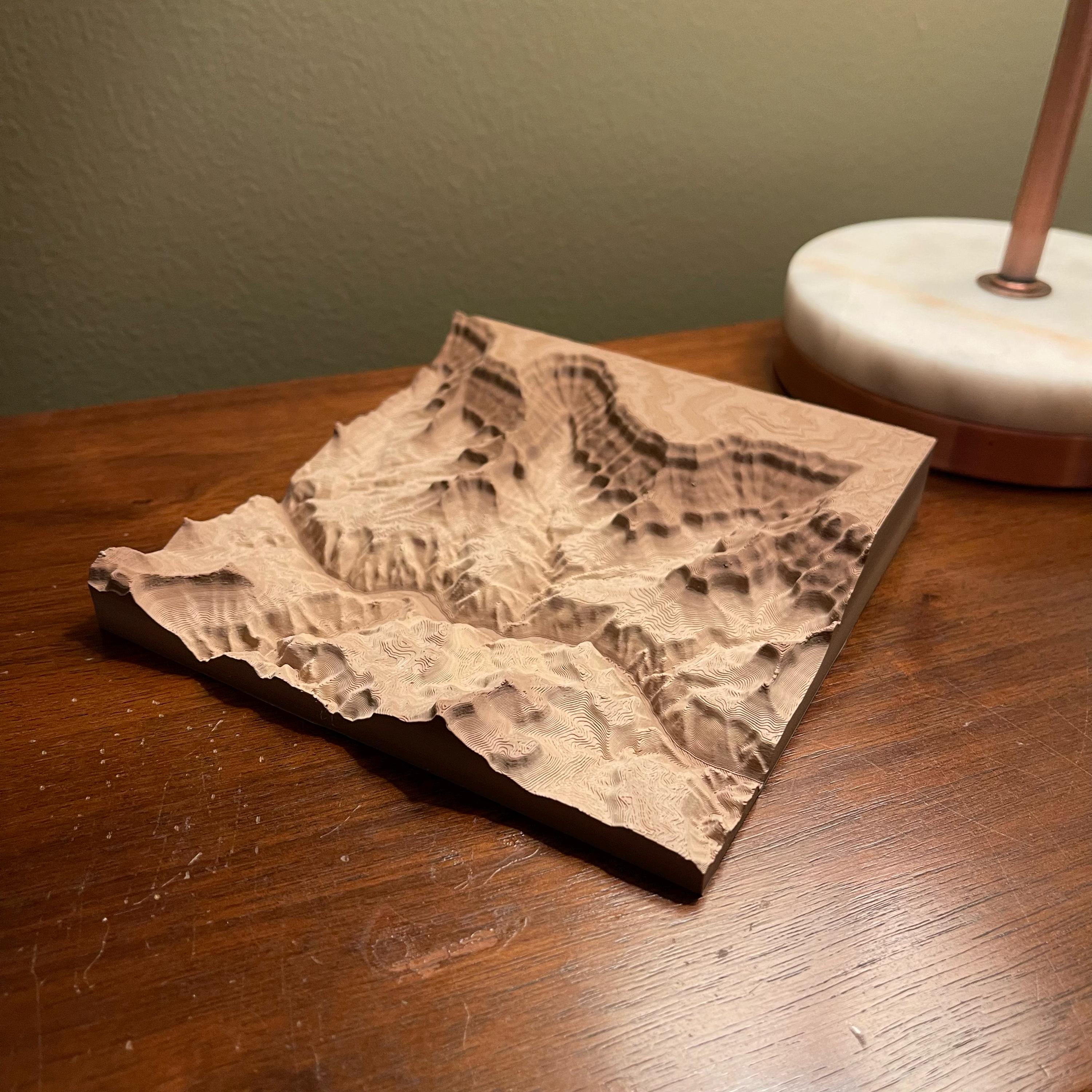 Custom Topographic Model - 3D Printed Light Gray Stone or Slate ...