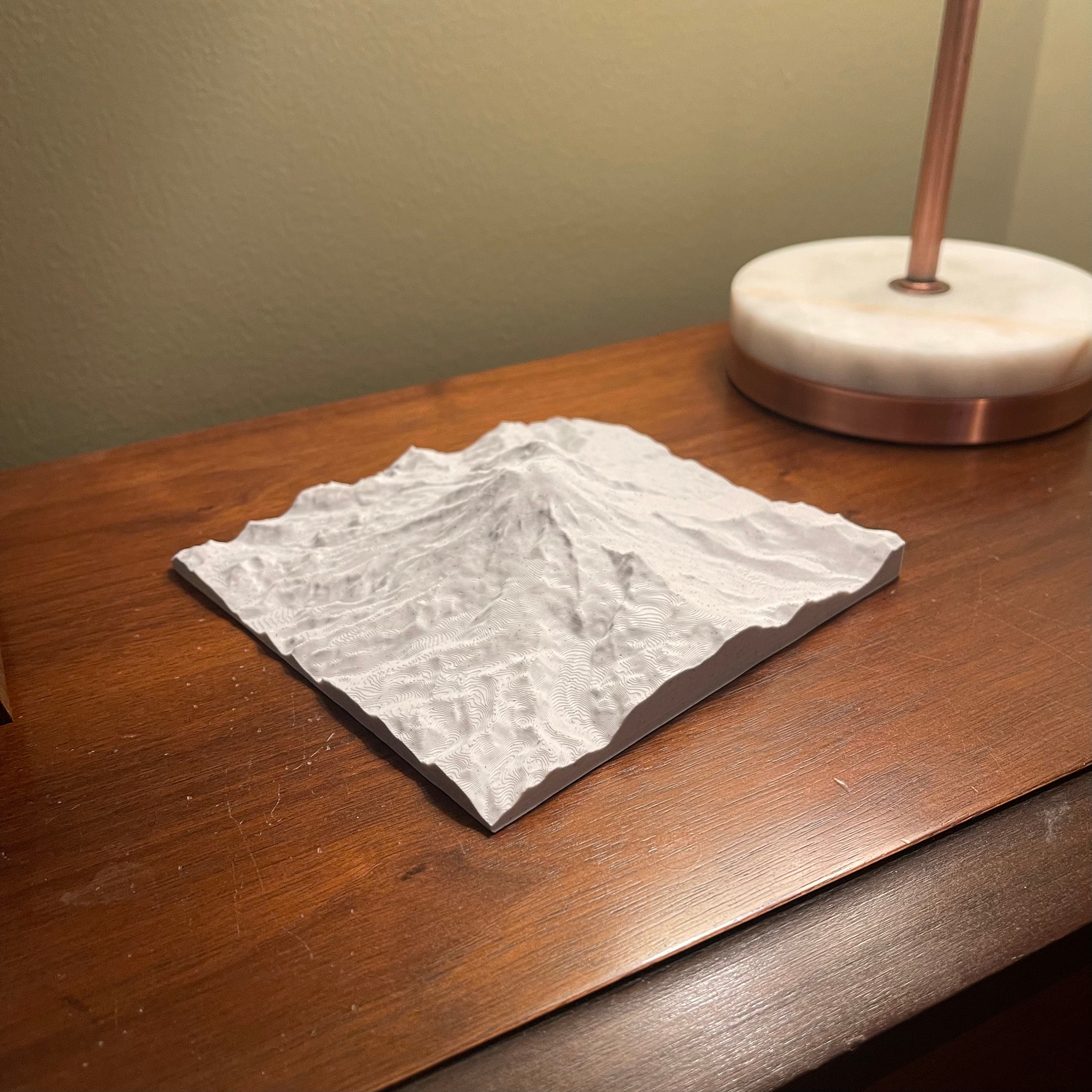 Mount Rainier 3D Topographic Model - Desk Decor, Bookshelf Accent - 3D ...