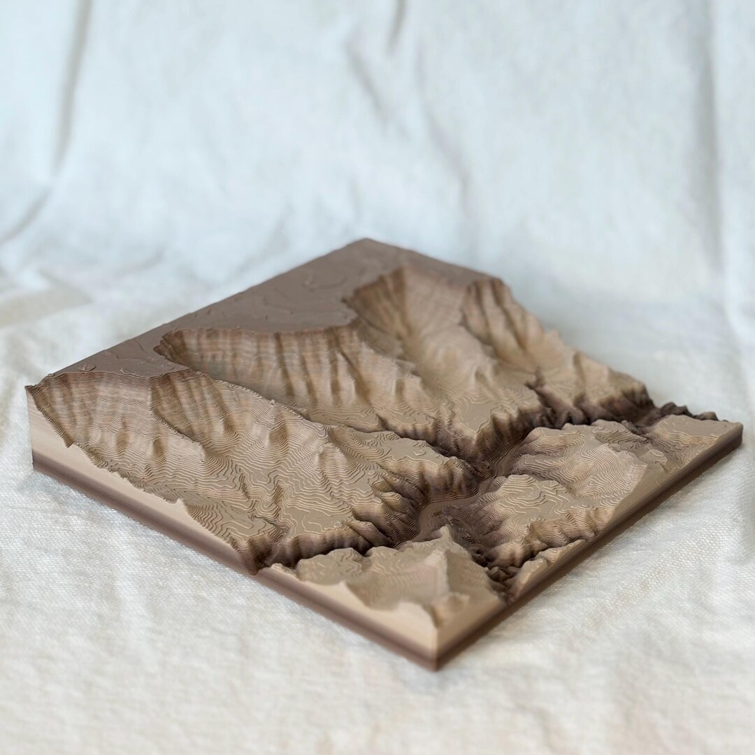 Grand Canyon Topographic Map Sculpture - 3D Printed Tabletop Decor for ...