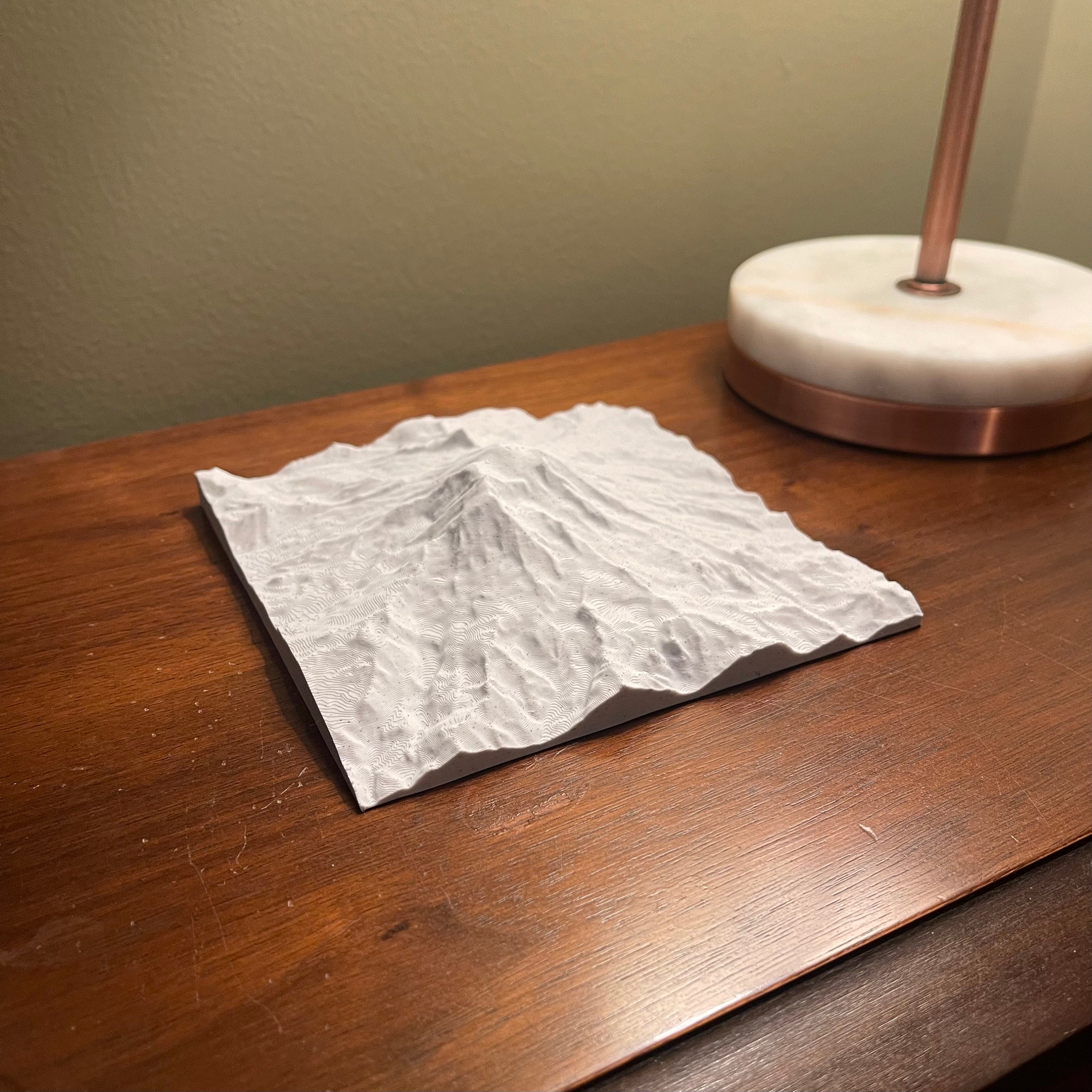 Mount Rainier 3D Topographic Model - Desk Decor, Bookshelf Accent - 3D ...