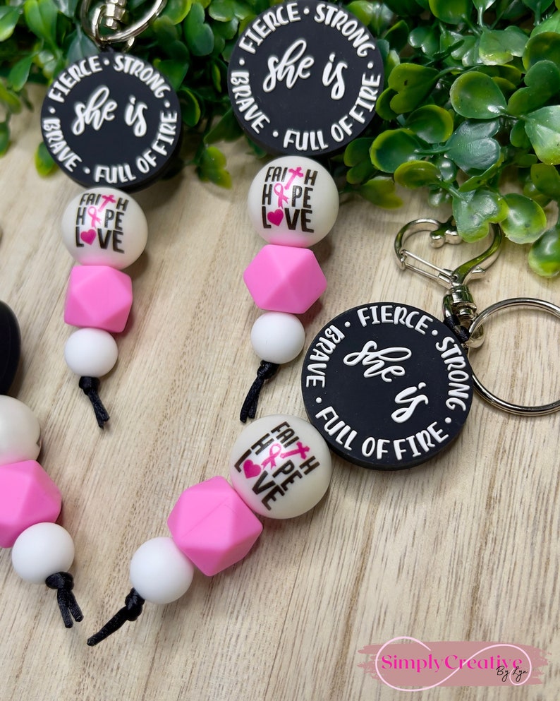 Breast Cancer Awareness Keychain, Pink Ribbon Key Chain, Think Pink ...